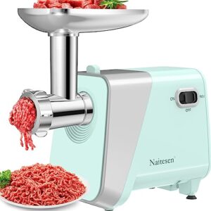 naitesen 2800w meat grinder electric sausage maker food grinder machine with burger press maker 3 grinding plates stainless steel sausage stuffer tube for kitchen home use