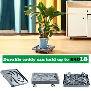 KvyusFlourish 3 Pack Plant Caddy with Wheels 12" Plant Stand Potted Plant Mover Heavy Duty Plant Dolly with Casters for Indoor and Outdoor Large Plant Roller Base Rolling Plant Dolly, Grey