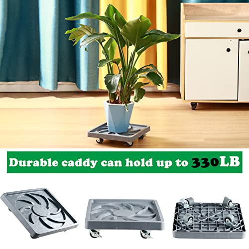 KvyusFlourish 3 Pack Plant Caddy with Wheels 12" Plant Stand Potted Plant Mover Heavy Duty Plant Dolly with Casters for Indoor and Outdoor Large Plant Roller Base Rolling Plant Dolly, Grey