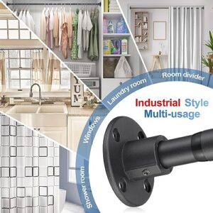 Matte Black Shower Curtain Rod - 28 to 48" Adjustable Non Slip Shower Rod Wall Mounted for Bathroom,Closet,Kitchen - Rustic Industrial Curtain Rod