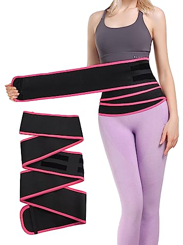 Shineqin Waist Trainer for Women Waist Trimmer Lower Belly Fat Tummy Wrap Belt Plus Size Waist Wraps for Stomach Black