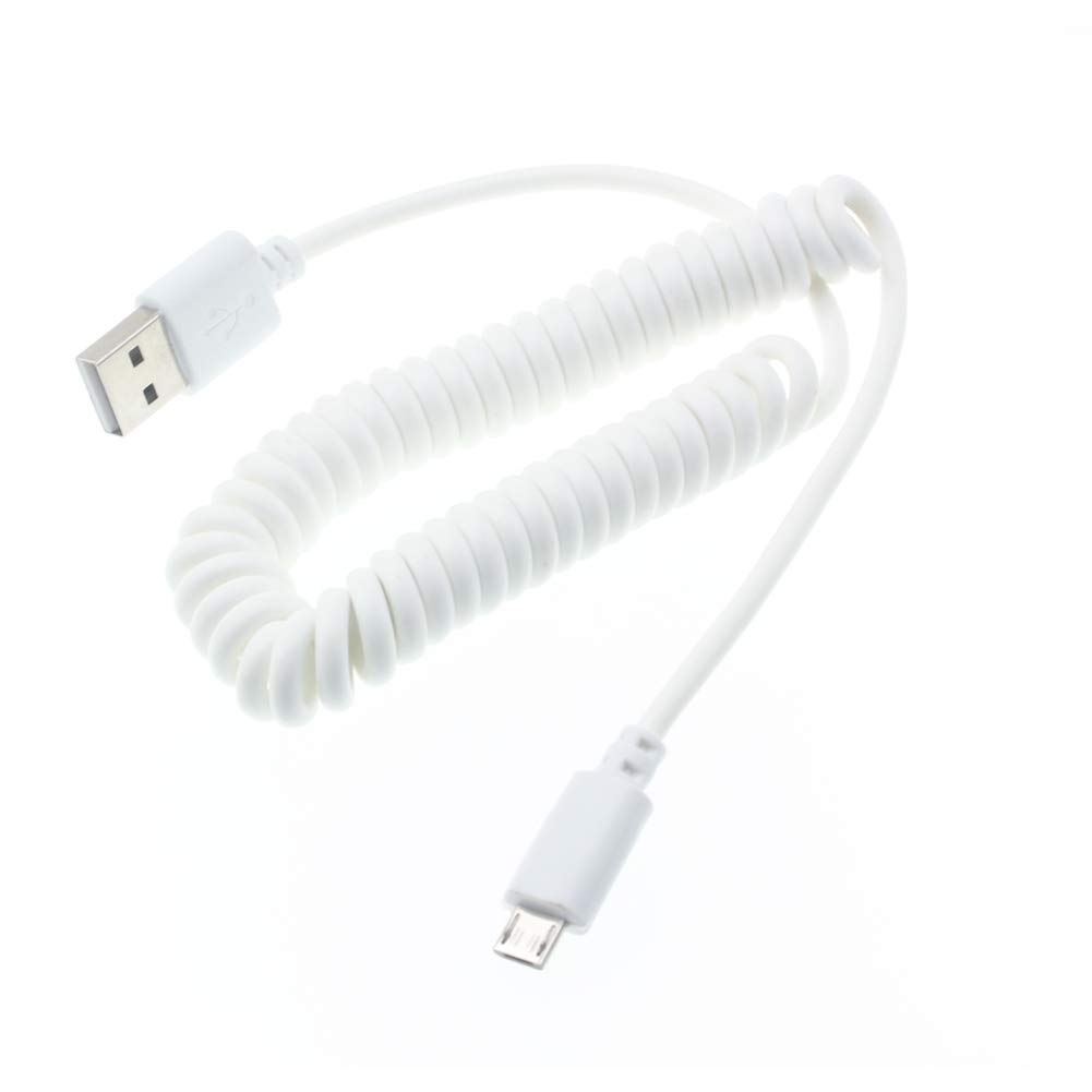 Coiled USB Cable Charger Cord Power Wire Sync White X1W Compatible with Amazon Fire 7 / Kids (2022 Release), HD 8 (2022 Release), HD 10 (2021 Release)