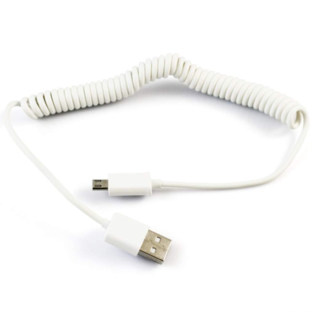 Coiled USB Cable Charger Cord Power Wire Sync White X1W Compatible with Amazon Fire 7 / Kids (2022 Release), HD 8 (2022 Release), HD 10 (2021 Release)