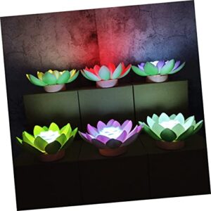 JAVAJU 4pcs Wedding Decor Floating Pond Lights Flower Floating Lights Fleur De Lis Decor Lilly Pads Flower Pool Light Chinese Wedding Decoration Floating Flowers for Pool Buddha Lamp Lily