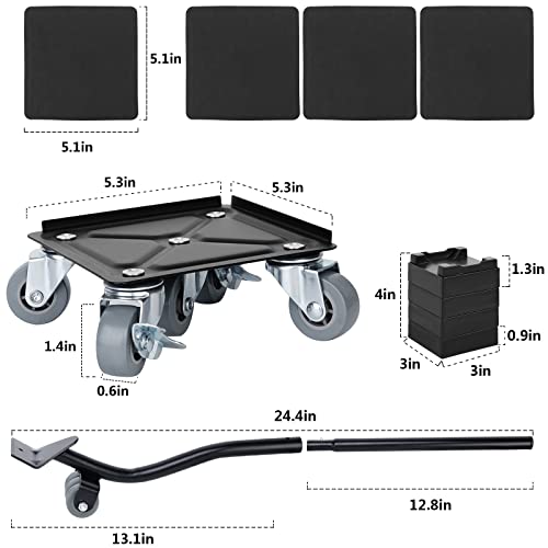 Upgraded Furniture Mover Dolly with 5 Wheels, Heavy Duty Furniture Dolly, with 360° Rotatable Wheels & Furniture Lifter, for Moving Heavy Furniture, Maximum Load 2646LBS/1200KG