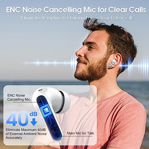 Wireless Earbuds, 2023 Bluetooth Headphones 5.3 HiFi Stereo Earphones, 40H Playtime in-Ear Earbud, Bluetooth Earbud with LED Power Display, IP7 Waterproof Earphones Sport Headset for Android iOS