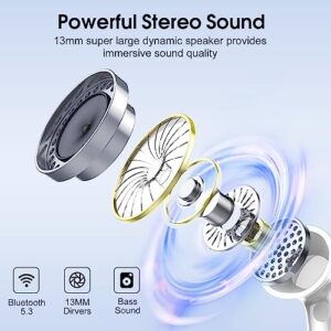 Wireless Earbuds, 2023 Bluetooth Headphones 5.3 HiFi Stereo Earphones, 40H Playtime in-Ear Earbud, Bluetooth Earbud with LED Power Display, IP7 Waterproof Earphones Sport Headset for Android iOS