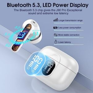 Wireless Earbuds, 2023 Bluetooth Headphones 5.3 HiFi Stereo Earphones, 40H Playtime in-Ear Earbud, Bluetooth Earbud with LED Power Display, IP7 Waterproof Earphones Sport Headset for Android iOS