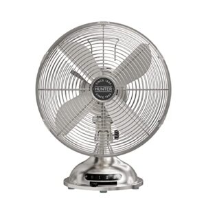 hunter classic d12 portable desk fan 12 inch, 3 speed, brushed nickel, 97315