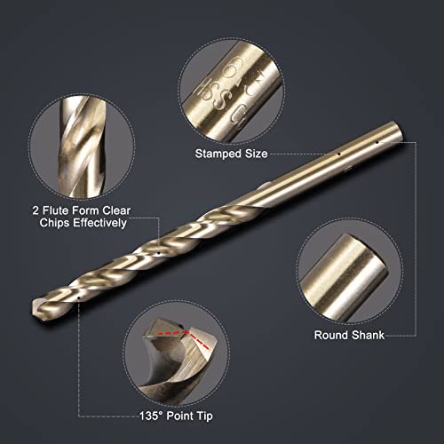 uxcell 20pcs Cobalt Drill Bit 6.3mm Drilling Dia M35 Twist Drills Hex Shank Bits for Steel, Aluminum, Copper, Soft Alloy Steel, Wood, Plastic