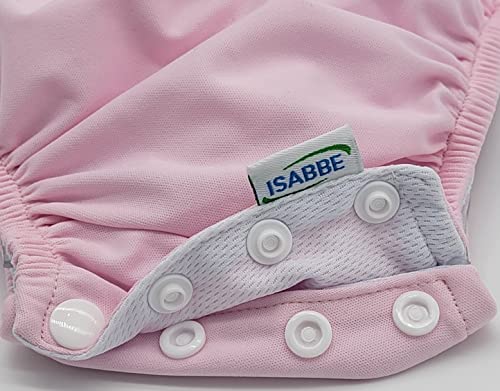 ISABBE Reusable Swim Diaper for Babies & Toddlers - Perfect Nappy for Swimmers in Pool or Beach - Great for Little Boys and Girls. (Pack of 2, Large Pink Strawberry)