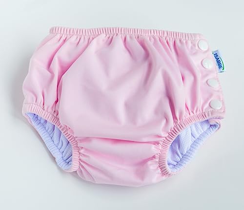 ISABBE Reusable Swim Diaper for Babies & Toddlers - Perfect Nappy for Swimmers in Pool or Beach - Great for Little Boys and Girls. (Pack of 2, Large Pink Strawberry)