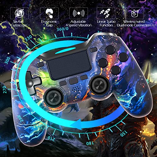 TERIOS Wireless Controller Compatible with PS4/Slim/Pro Controller for Playstation 4 with Built-in Speaker/Stereo Headset Jack/Dual Vibration/6-Axis Motion/Programming/1000mAh Battery/Auto Fire Turbo