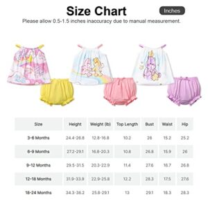 PATPAT Care Bears Baby Girl 2pcs Outfit Bear Print Cami Top and Solid Cotton Shorts Set Toddler Girl Cute Clothes Yellow 12-18 Months