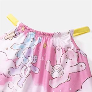 PATPAT Care Bears Baby Girl 2pcs Outfit Bear Print Cami Top and Solid Cotton Shorts Set Toddler Girl Cute Clothes Yellow 12-18 Months