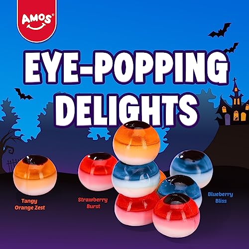 Amos 4D Gummy Eyeball Candy, Individually Wrapped Candies 3D Eyeballs Shaped, Perfect Treat for Kids Halloween Parties (40 Count)