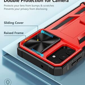 FNTCASE Case for Samsung Galaxy A14-5G: Military Grade Drop Protection Rugged Protective A14 Cell Phone Cover with Belt-Clip Holster Kickstand & Slide | Shockproof Heavy Duty Matte Tough Shell - Red