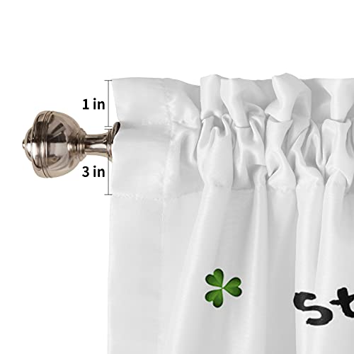 Bilagawa Valance Curtains Happy St Patricks Day Clover Dwarf Gold White Linen Texture Kitchen Valance Rod Pocket Window Treatments for Kitchen Bathroom Bedroom 42x12 Inch