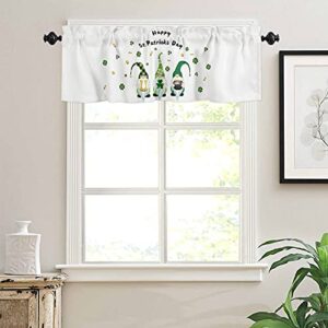 Bilagawa Valance Curtains Happy St Patricks Day Clover Dwarf Gold White Linen Texture Kitchen Valance Rod Pocket Window Treatments for Kitchen Bathroom Bedroom 42x12 Inch