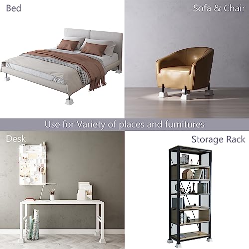 Napnapday Bed Risers 3 Inch Heavy Duty Bed Furniture Elevators, 1,500 lbs Lifts Up Riser for Sofa and Table Set of 4, White