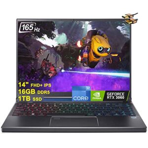 acer predator triton 300 se 14 gaming laptop 14" fhd+ ips 165hz 12th generation intel 14-core i7-12700h 16gb ddr5 1tb ssd geforce rtx 3060 6gb rgb backlit fingerprint thunderbolt win11 + hdmi cable