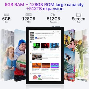 2023 Newest 2 in 1 Tablet 10 inch, 6GB RAM 128GB ROM +1TB Expand Computer Tablet Android 11, 2.4Ghz+5Ghz+WIFI 6, 2+8 Dual Camera, 6000mAh Battery, Bluetooth 5.0 Tablets with Keyboard, Case, Stylus