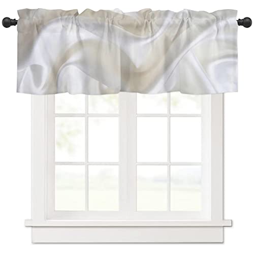 Queen Area Rod Pocket Short Curtain Valances Gold White Marble Window Valance for Living Room Bedroom Kitchen Bathroom 42"x18"