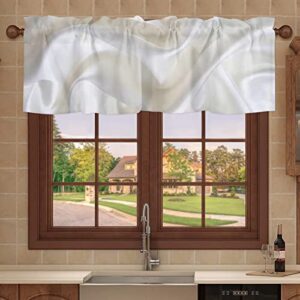 Queen Area Rod Pocket Short Curtain Valances Gold White Marble Window Valance for Living Room Bedroom Kitchen Bathroom 42"x18"