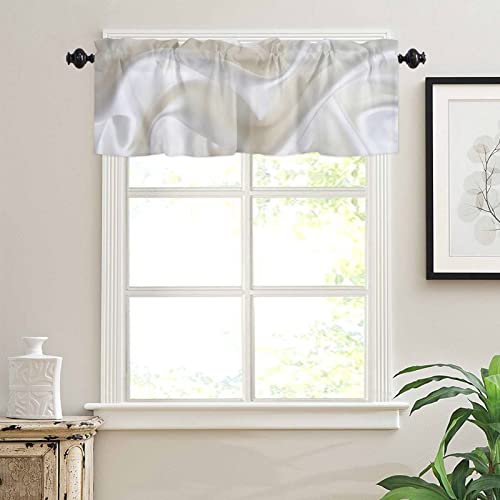 Queen Area Rod Pocket Short Curtain Valances Gold White Marble Window Valance for Living Room Bedroom Kitchen Bathroom 42"x18"