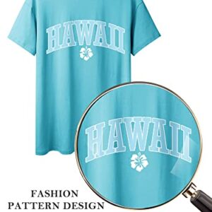 Ezcosplay Women Oversized T Shirts Graphic Tees Casual Drop Shoulder Tops Cute Hawaii Vacation Shirt