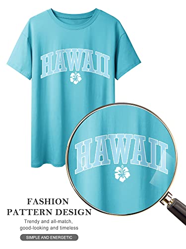 Ezcosplay Women Oversized T Shirts Graphic Tees Casual Drop Shoulder Tops Cute Hawaii Vacation Shirt