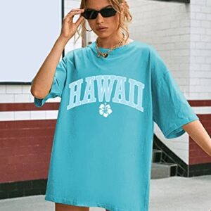 Ezcosplay Women Oversized T Shirts Graphic Tees Casual Drop Shoulder Tops Cute Hawaii Vacation Shirt