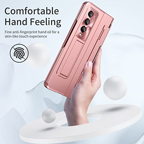 Armor Case for Samsung Galaxy Z Fold 3 5G with Wireless Charging,360 Protection Built-in Screen Protector Dustproof Shockproof Case Cover Compatible with Samsung Galaxy Z Fold 3 5G(Rose Gold)