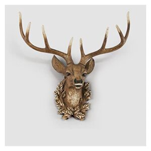 home metal wall decor, fake deer skull decoration sculpture artificial deer head wall decoration statue handmade resin art crafts for living room bedroom background wall (color : gold) ( color : imita