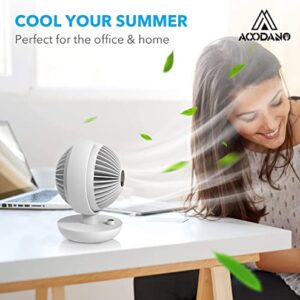 Aoodano Globe desktop fan, 5600mAh Rechargeable Desk Fan,Small Portable Table Fan with 3 Cooling Speeds,Rotation button Control Personal Fan for Home, Office, Outdoor Travel and Camping