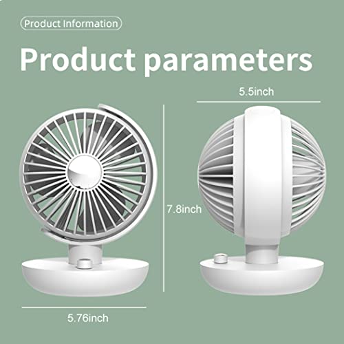 Aoodano Globe desktop fan, 5600mAh Rechargeable Desk Fan,Small Portable Table Fan with 3 Cooling Speeds,Rotation button Control Personal Fan for Home, Office, Outdoor Travel and Camping