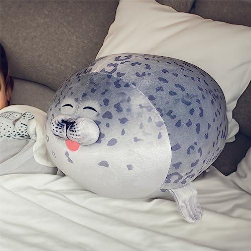 PINEAPPLE Chubby Blob Seal Plush Pillow, Cute Stuffed Animal Seal Plushie Toy, Cotton Plushy Ocean Gray Large (24 inch)