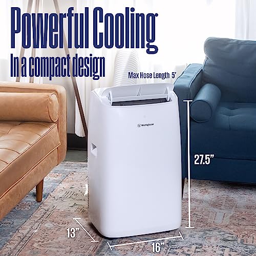 Westinghouse 14,000 BTU Air Conditioner Portable For Rooms Up To 700 Square Feet, with Heat Mode, Home Dehumidifier, Smart Wi-Fi Enabled, 3-Speed Fan, Programmable Timer, Remote Control, Window Kit