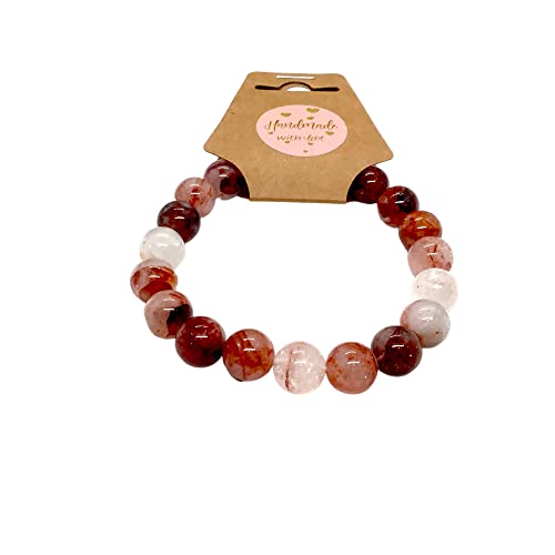 Natural Gemstone Bead Bracelet- 10mm Bead- Fire Quartz- Stretch Bracelet (17, Fire Quartz)