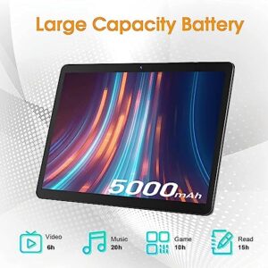 SGIN 10 inch Android Tablet with Quad-Core Processor, 2GB RAM 32GB ROM, FHD 1280 * 800 IPS，2+5MP Dual Camera, 5000mAh, WiFi, Bluetooth（Black