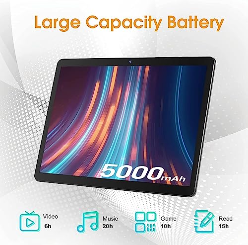 SGIN 10 inch Android Tablet with Quad-Core Processor, 2GB RAM 32GB ROM, FHD 1280 * 800 IPS，2+5MP Dual Camera, 5000mAh, WiFi, Bluetooth（Black