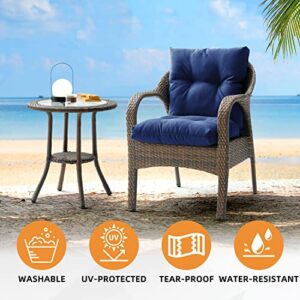 FILUXE Chair Pads, Seat/Back Patio Cushions - Waterproof Solid Tufted Pillow, Indoor/Outdoor Pads with Ties, Fade-Resistant & Seasonal All Weather Replacement (Royal Blue, 1)