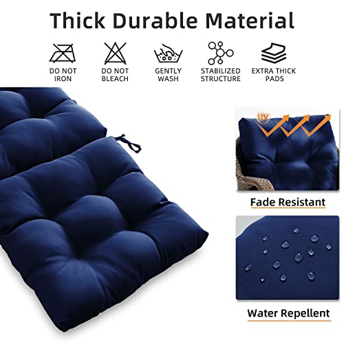 FILUXE Chair Pads, Seat/Back Patio Cushions - Waterproof Solid Tufted Pillow, Indoor/Outdoor Pads with Ties, Fade-Resistant & Seasonal All Weather Replacement (Royal Blue, 1)