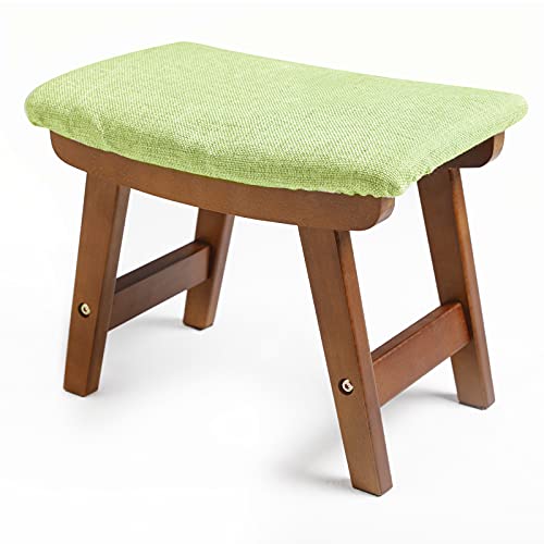 HOUCHICS Foot Stool, Small Foot Stools, Foot stools, Foot Stools Ottoman, Foot Stool for Living Room, Wooden Step Stool, Footstool, Footstools and Ottomans Small (Walnut Legs-Matcha Cover)