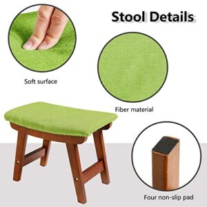 HOUCHICS Foot Stool, Small Foot Stools, Foot stools, Foot Stools Ottoman, Foot Stool for Living Room, Wooden Step Stool, Footstool, Footstools and Ottomans Small (Walnut Legs-Matcha Cover)