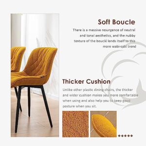 YOUNUOKE Dining Chairs Boucle Kitchen Chair Set of 2 Armless Vanity Chair with Back Modern Dinner Chair for Desk Living Bedroom, Yellow