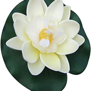 Artificial Floating Foam Lotus Flower with Water Lilys Pad Ornanments, Lifelikes Fake Lotus Flowers for Patio Pond Pool Fish Tank Aquarium Home Garden Wedding Party Special Event Decoration, 1PC