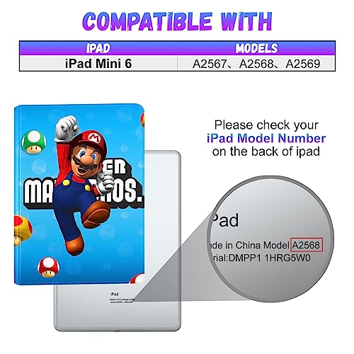 Trendy Fan for iPad Mini 6 Case 8.3 Inch 2021 for Kids Teen Boys Girls Women Folio Smart Cute Cartoon Character Kawaii Design Aesthetic Cool Cover for Apple iPad Mini 6th Generation A2567 A2568, Jump