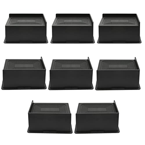 MYMULIKE Bed Risers 4 inch 6 inch Oblong Heavy Duty, Oversized Furnitures Risers 6 inch Support 6000 lbs, Fits for Couch,Sofa, Chair, Furniture Lifts (Black 6'' 8 Pack)