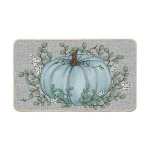 artoid mode pumpkin eucalyptus fall doormat, autumn home decor low-profile switch rug door mat floor mat for indoor outdoor 17x29 inch